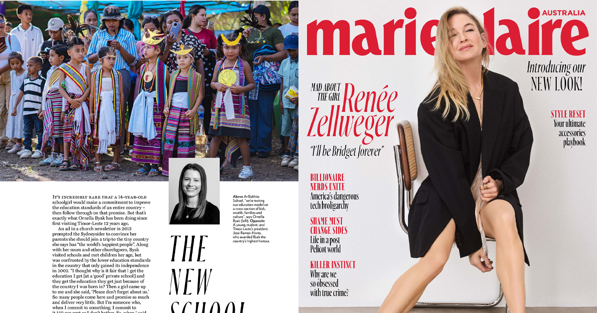Ornella featured in the Marie Claire Australia Magazine - BETTER Timor